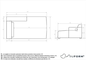 Šedý modul pohovky (pravý roh) Flex Felix – Miuform