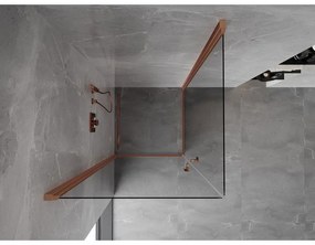 Mexen Mist-B Duo, 2-křídlý ​​výklopný sprchový kout 95 x 95 cm, čiré sklo, měděný matný profil, 8A2-095-095-65-00