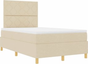 Postel s boxspringem s čelo Krémová 120 x 200 cm textil 3339691