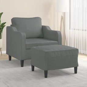 Křeslo s podnožkou tmavě šedé 60 cm textil 3201128
