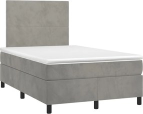 Box spring postel s matrací a LED světle šedá 120x190 cm samet 3270299