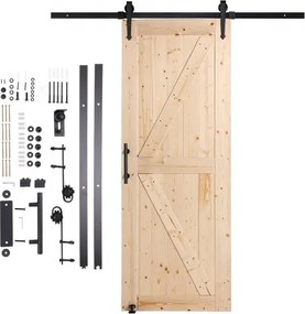 Sada dřevěných posuvných dveří a kování hladce 76,2 × 213,4 cm