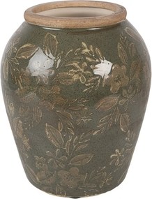 Zelená keramická váza s květy Timothée M - Ø 15*18 cm