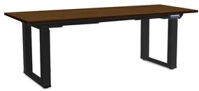 Výškově nastavitelný stůl OfficeTech Strong 200 x 80 cm, černá podnož, ořech