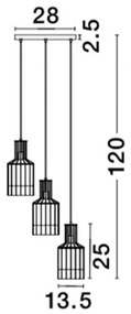 Nova Luce Závěsné svítidlo CARTER černý hliník a křišťál E27 3x12W