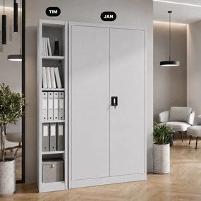 Úzký kovový archivační regál na dokumenty šedý, 250x1850x400 mm: TIM