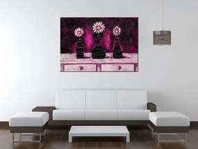 Gario Ručně malovaný obraz Kopretinové růžové trio Rozměry: 100 x 70 cm