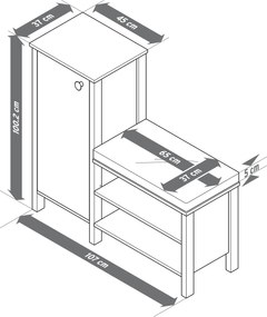 Tchibo - Lavice s botníkem - barva: bílá