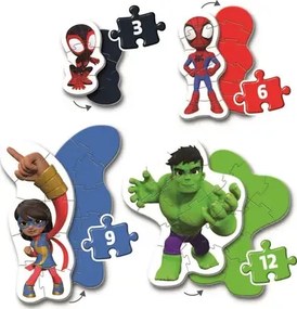 Clementoni Moje první PUZZLE Spidey a jeho úžasní přátelé 4v1 / 3+6+9+
