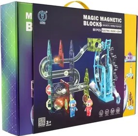 TEDDIES Kuličková dráha magnetická / 80 dílků / 16 svítících kuliček /