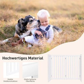 Costway Zábrana pro psy 89 cm vysoká 4 panely ochranná dřevěná skládací, bílý
