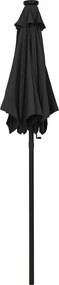 Zahradní slunečník s LED osvětlením černý 200 x 211 cm hliník 313563
