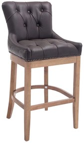 Barová židle Buckingham ~ kůže, dřevěné nohy světlá antik - Hnědá
