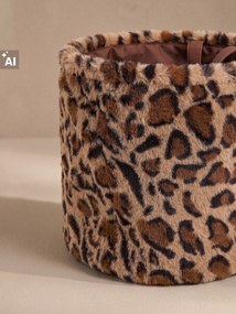 Sinsay - Plyšový úložný koš s uchy s leopardím vzorem - vícebarevná