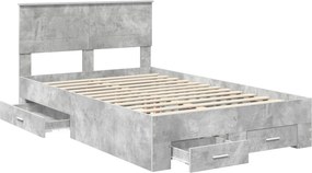 Rám postele s čelo Betonově šedá 135 x 190 cm Kompozitní dřevo 3408275