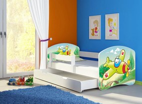 Dětská postel - Letadlo 2 180x80 cm + šuplík bílá