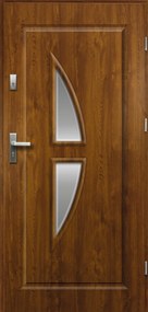 P55 Vchodové dveře Kronos, 80 P, 900 × 2070 mm, ocel, pravé, dub zlatý, prosklené