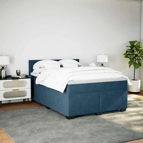 Box spring postel s matrací modrá 160 x 200 cm samet 3288652
