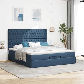 Osmanský rám postele s matrací modrá 160x200cm textil 3314106