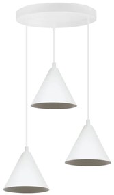 Závěsné svítidlo Soho, 3x bílé kovové stínítko, (fi 14cm),