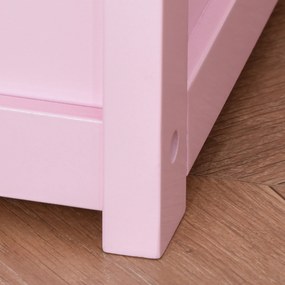 HOMCOM Dětská úložná lavička s opěradlem a polstrovaným víkem, nosnost 40 kg, rozměry 60x30x50 cm, růžová a bílá