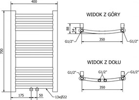 Mexen Ares, topné těleso 700x400 mm, 189 W, zlatá lesklá, W102-0700-400-00-50