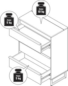Tchibo - Komoda »Leeg« se 4 zásuvkami a zrcadlem - barva: šedá