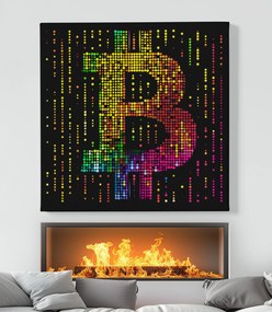 Obraz na plátně - Bitcoin barevné tečky FeelHappy.cz Velikost obrazu: 80 x 80 cm