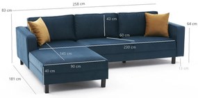 Hanah Home Sametová pohovka KALE olejově zelená levá 825BLC2723
