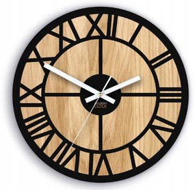 M.Clock Nástěnné dřevěné hodiny 33x33cm s římskými číslicemi