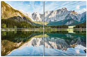 Obraz na plátně - Alpské štíty odrážející se v klidném jezeře 1157E (90x60 cm)