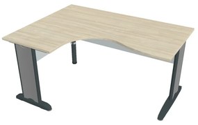 Stůl ergo vlna pravý 160×120/80 cm - Hobis Cross CE 2005 P Dekor stolové desky: akát, Dekor lamino podnože: šedá, Barva nohou: černá