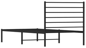 Kovový rám postele s čelem černý 80 x 200 cm - Default Title