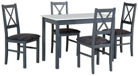 Drewmix jídelní sestava DX 22 odstín dřeva (židle + nohy stolu) bílá, odstín lamina (deska stolu) bílá, potahový materiál látka