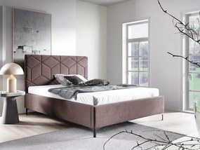 Eka Čalouněná postel BOX+ 120x200 cm Barva látky Trinity: Světle hnědá (Trinity 2306), Úložný prostor: S dřevěným rámem úložného prostoru, Barva nožek postele: Černá