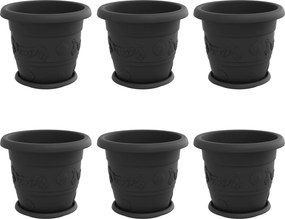 Květináče 6 ks Černá Ø 30 x 25 cm Plast 3403277
