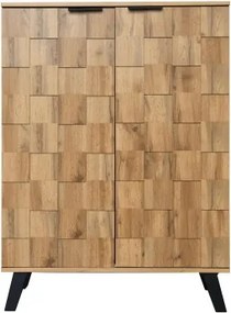 Aosom Moderní botník s 5 přihrádkami, geometrický vzor dřeva, do předsíně a vstupní haly, 80,5 x 35 x 109,5 cm, přírodní barva