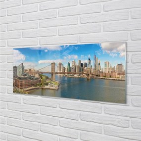 akrylový obraz Bridge panorama mrakodrapů 120x60 cm