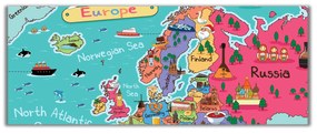 Malvis ® Dětský obraz Mapa Evropa Velikost: obdélník - 180x80 cm