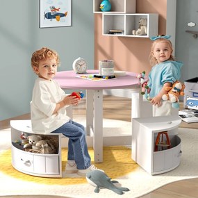 Costway Dětský stůl se 4 židlemi, kulatý 5dílný dětský sedací set