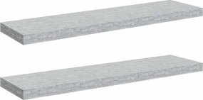 Plovoucí nástěnné police 2 ks betonově šedé 90x23,5x3,8 cm MDF 326604