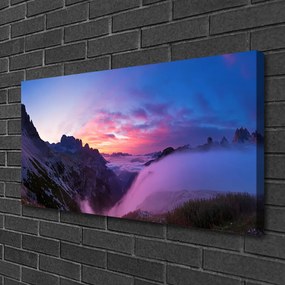 Obraz na plátně Mlha Hory Východ Slunce 140x70 cm