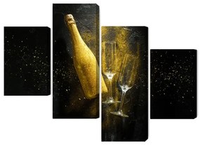 Vícedílný obraz Zlatá Láhev Šampaňského Nedostatek Nedostatek Plátno Canvas 160x100