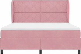 Postel s boxspringem s čelo Růžová 200 x 180 cm samet 3340999