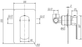 Sapho, MIXONA podomítková sprchová baterie, 1 výstup, chrom, MG041