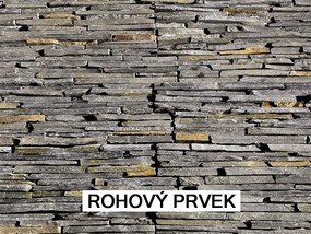 Rohový obklad Přírodní kámen WALLSTONE N3005 Black&Rusty Slate na síťce