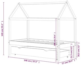 vidaXL Marketos Rám dětské postele se zásuvkou bílý masivní borovice 70x140 cm