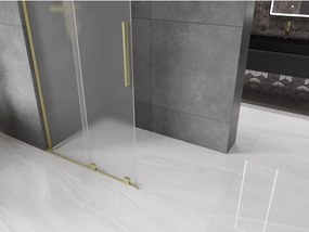 Mexen Velar L, posuvná sprchová zástěna Walk-in 100 x 200 cm, 8mm sklo námraza, zlatá matná, 871-100-003-33-55