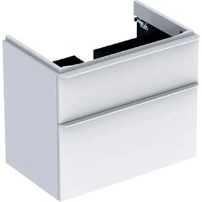 Geberit Smyle Square - Umyvadlová skříňka, 734x470x617 mm, 2 zásuvky, lesklá bílá/matná bílá 500.353.00.1