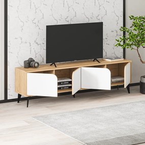 TV stolek v dekoru dubu v bílo-přírodní barvě 180x51 cm Nola – Marckeric
